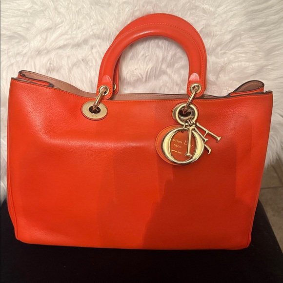 Dior | Bags | Christian Dior Orange Diorissimo With Gold Accents | Poshmark